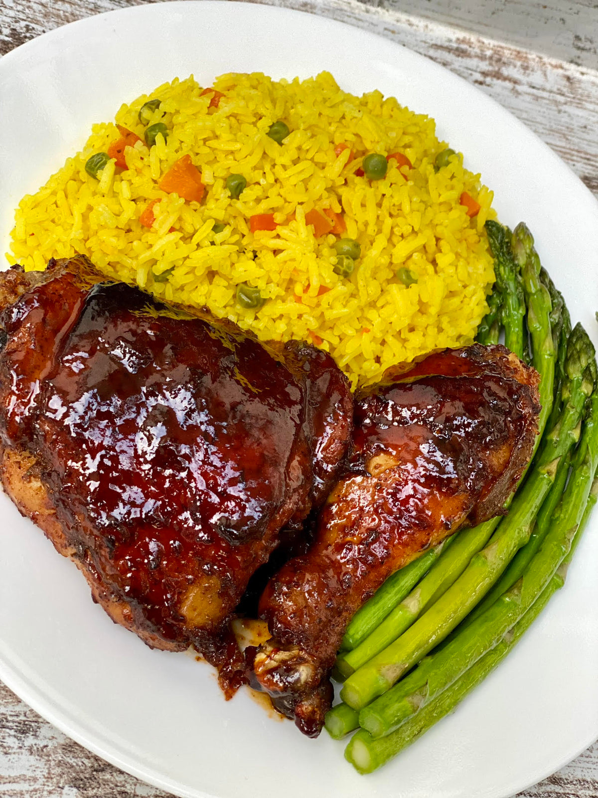 Baked Honey BBQ Chicken & Yellow Vegetable Rice - typhaniecooks